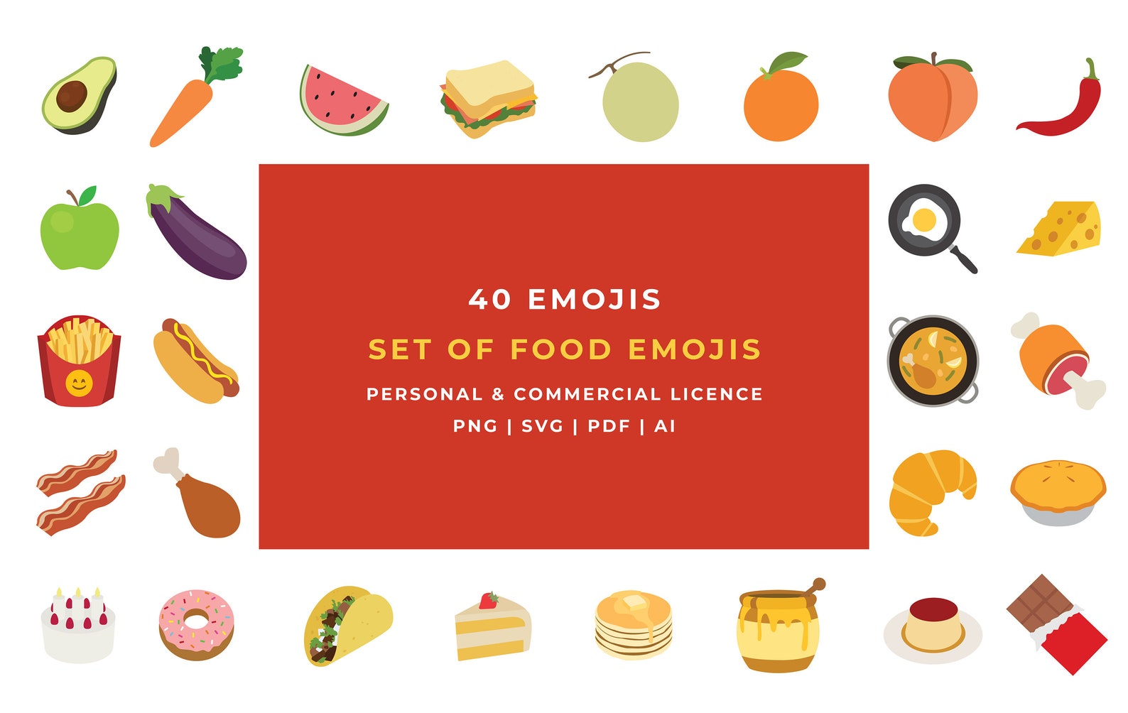Set of food emojis png svg pdf ai BUNDLE | Etsy