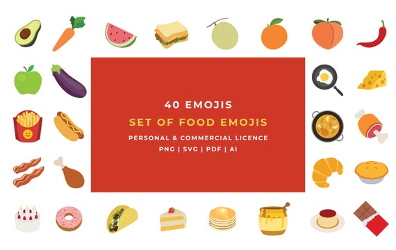 Set of Food Emojis Png Svg Pdf Ai BUNDLE | Etsy
