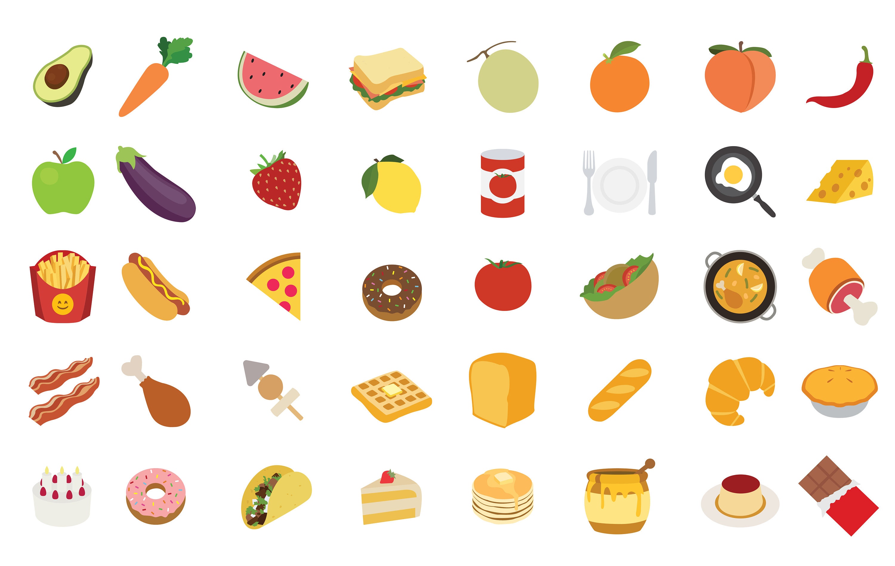 Conjunto de emojis de comida png svg pdf Ai | Etsy