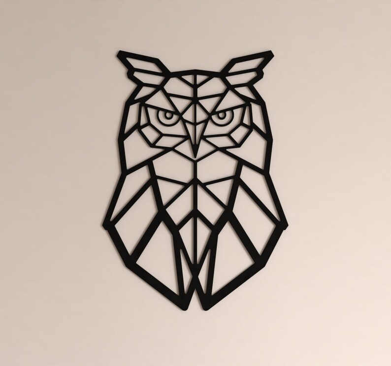 Geometric owl wall decor polygonal wooden art large wood | Etsy