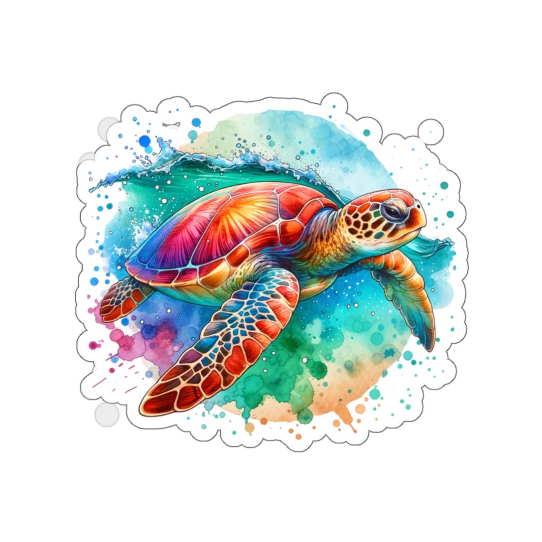 Watercolor Sea Turtle Sticker, Sea Turtle Lover Sticker, Sea Turtle ...