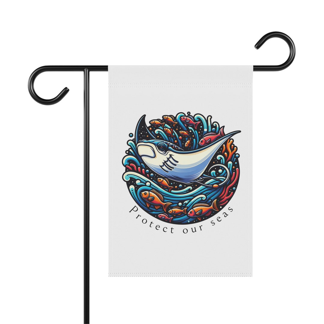 Protect Our Seas Manta Ray Garden Flag, Protect the Ocean Flag, Manta ...