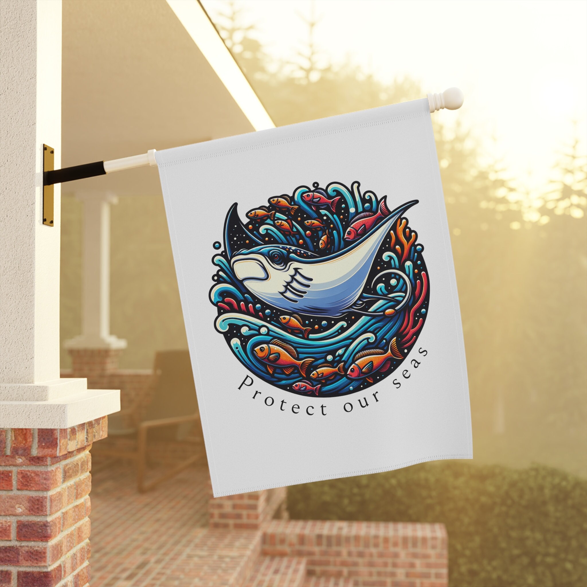 Protect Our Seas Manta Ray Garden Flag, Protect the Ocean Flag, Manta ...