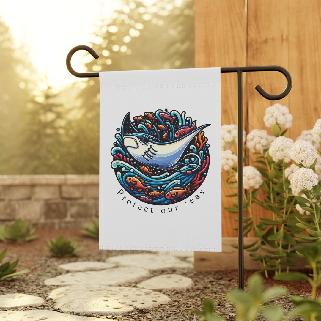 Protect Our Seas Manta Ray Garden Flag, Protect the Ocean Flag, Manta ...