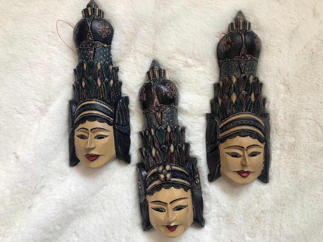 Carved Wood Asian Masks Wall Decor - Etsy