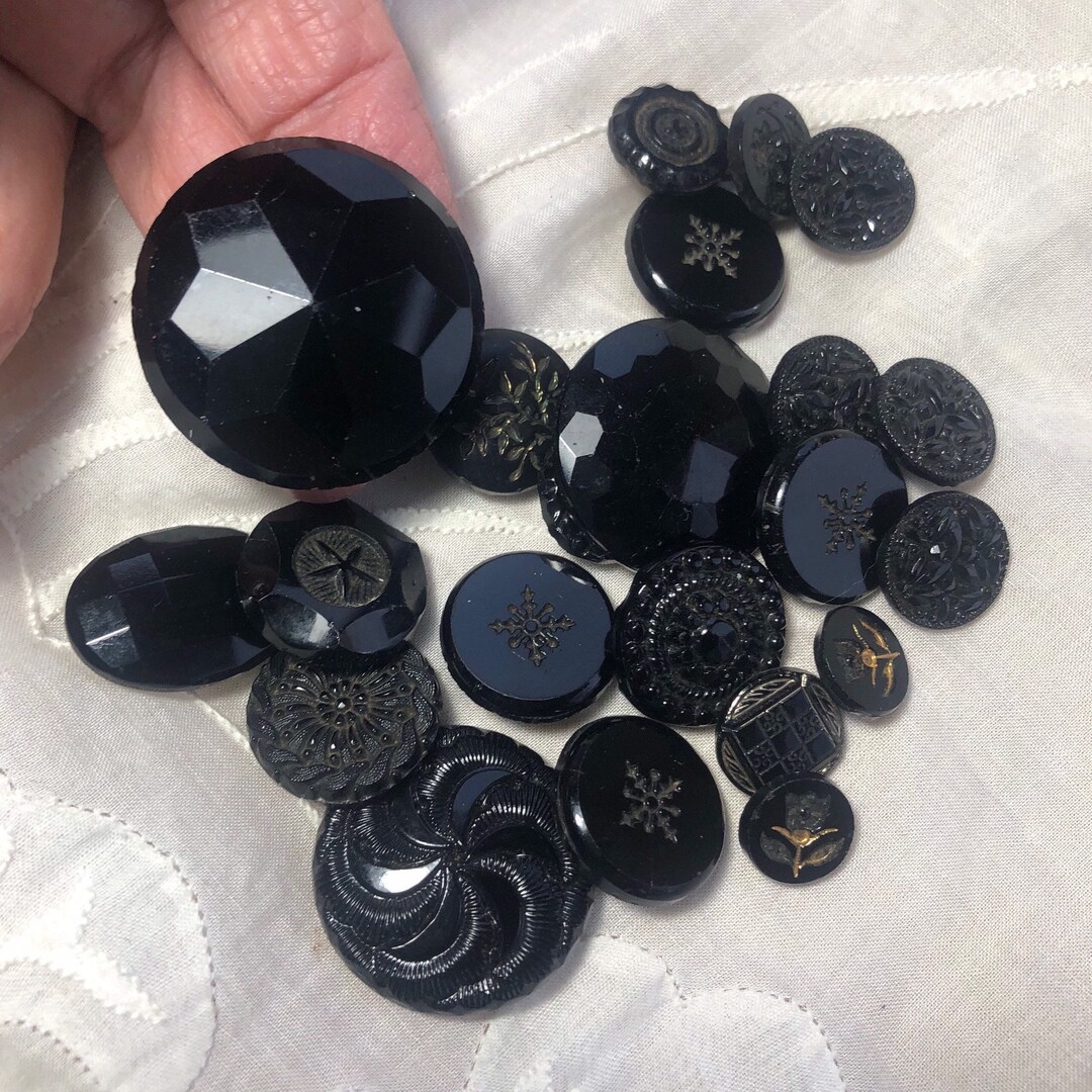 Victorian Black Glass Buttons - Etsy