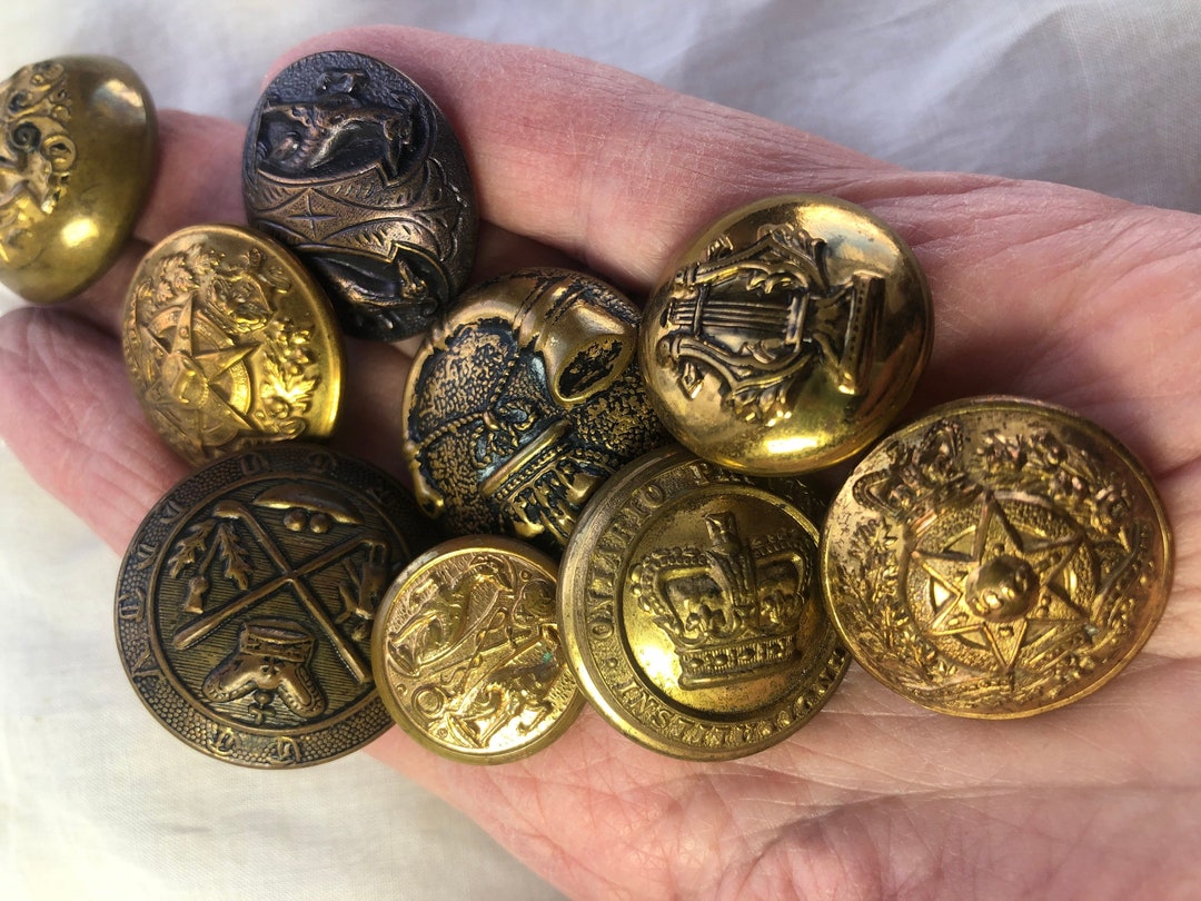Old British Brass Crest Buttons - Etsy
