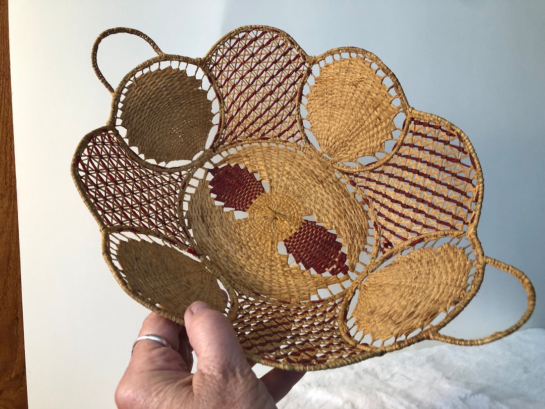Woven Country Roll Basket With Handles - Etsy