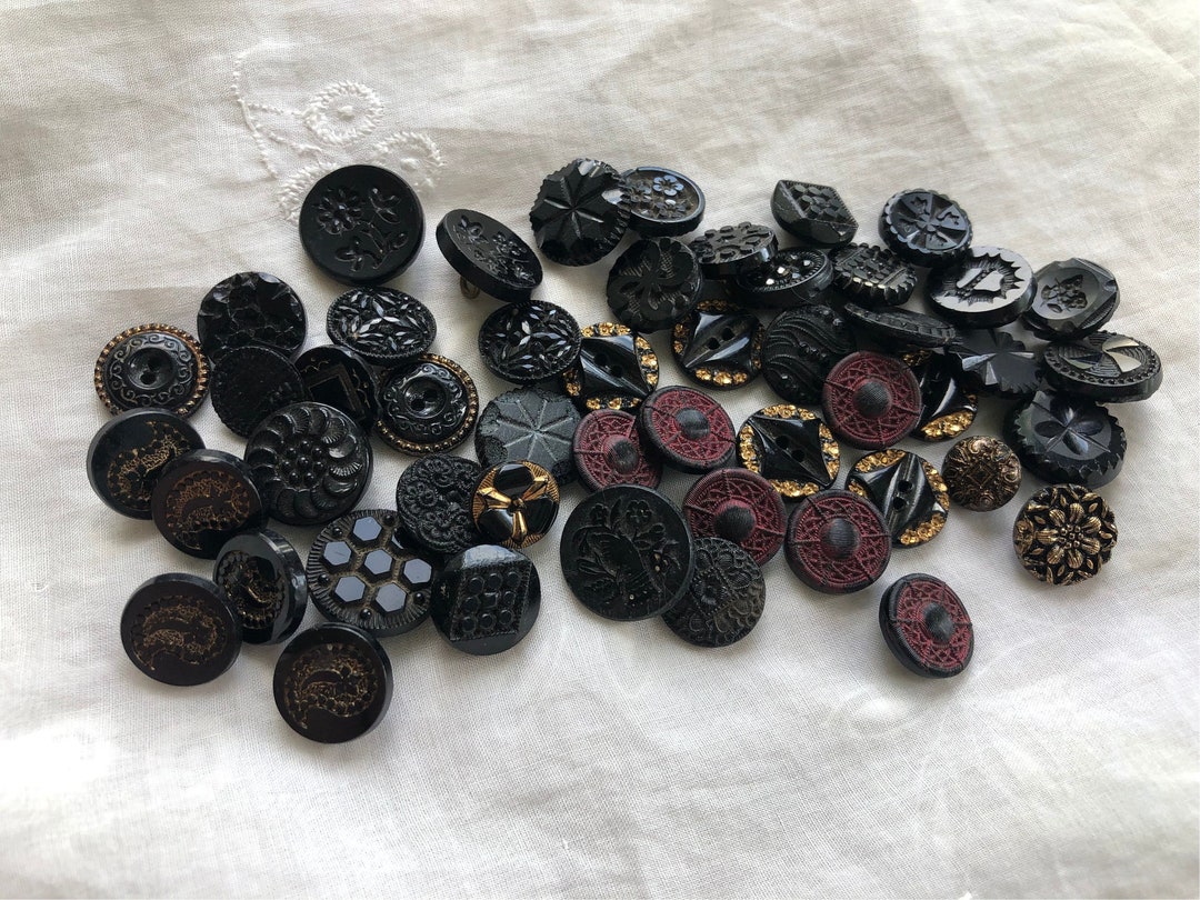 Victorian Black Glass Buttons - Etsy