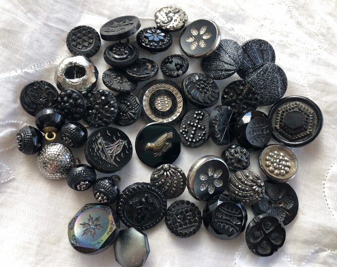 Victorian Black Glass Buttons - Etsy