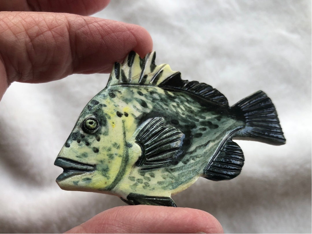 Ceramic Green Sunfish Brooch - Etsy