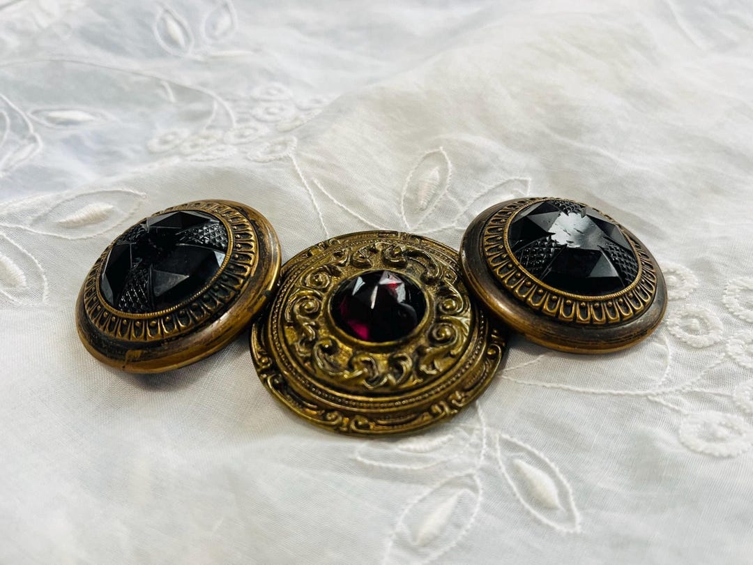 Victorian Brass Jeweled Buttons - Etsy