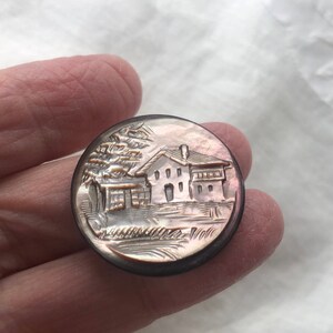 Carved Pearl Button With House Scene - Etsy