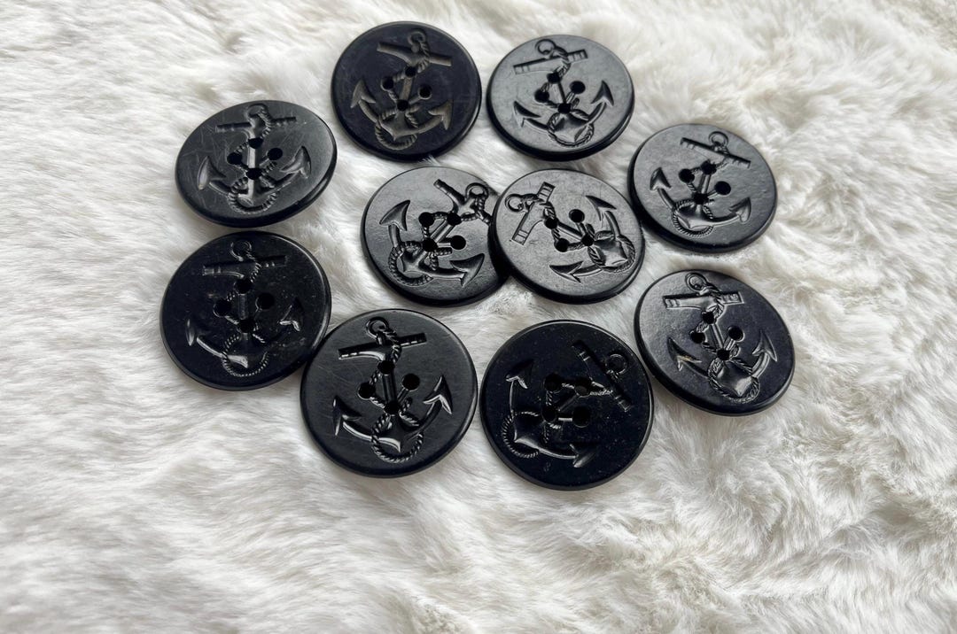 Black Bakelite Anchor Buttons - Etsy