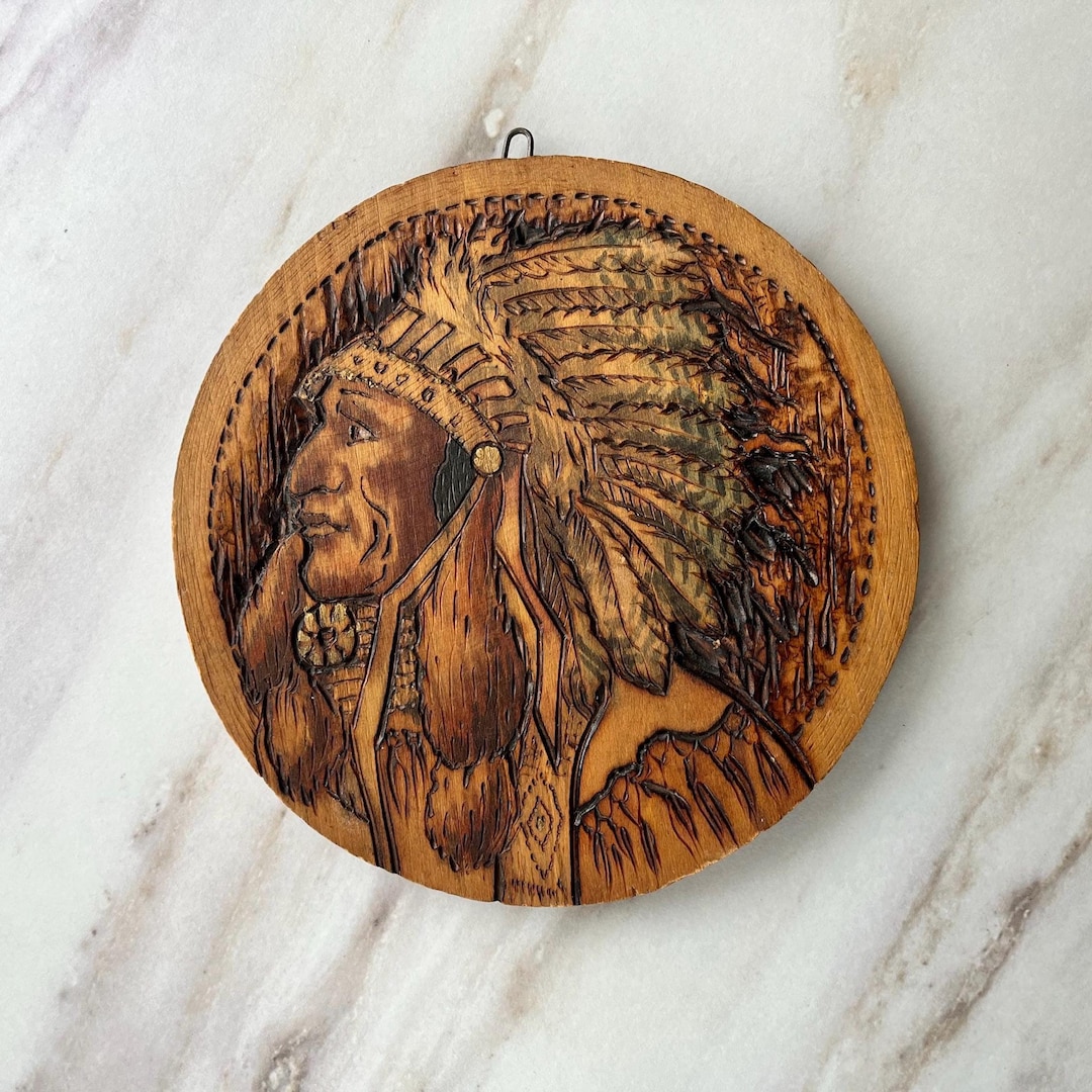 Pyrography Indian Chief Wood Art - Etsy