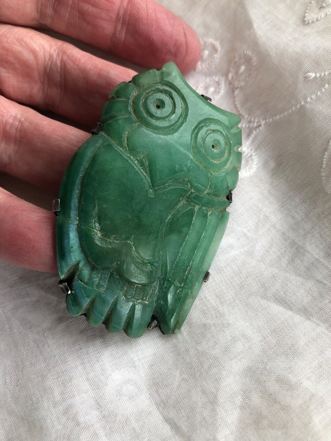 Mexican Jade Owl Brooch - Etsy