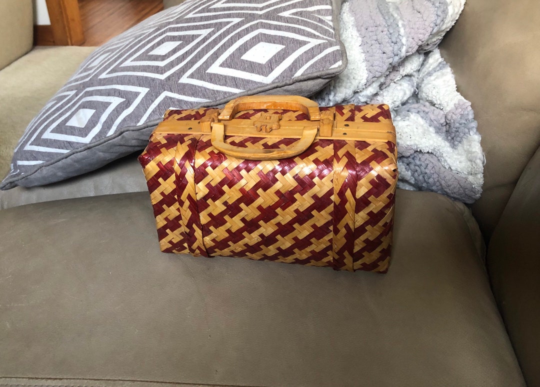 Woven Reed Purse With Wooden Handles - Etsy