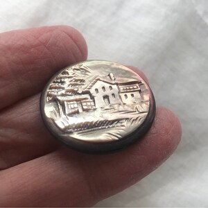 Carved Pearl Button With House Scene - Etsy
