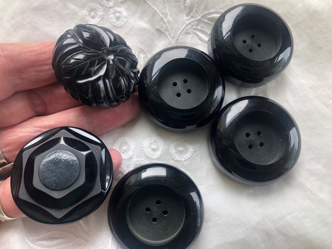 Black Bakelite Chunky Buttons - Etsy