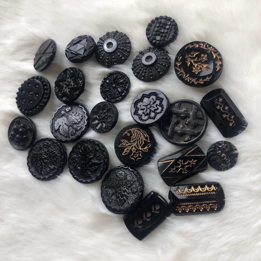 Victorian Jet Glass Buttons - Etsy