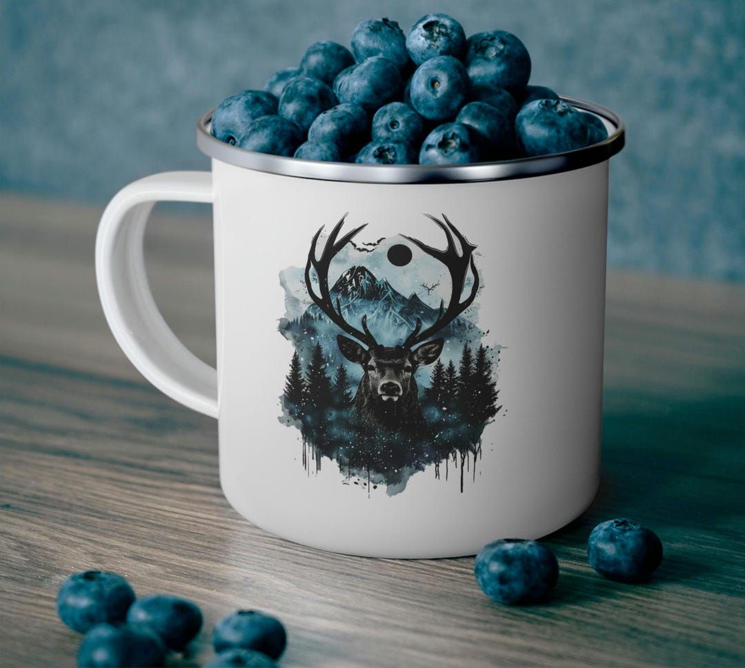 Deer Hunter Enamel Camping Mug, Big Buck Cup, Deer Camp Accessories ...