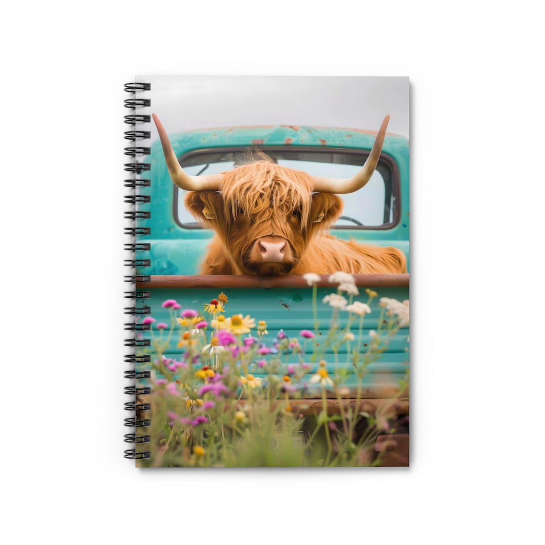 Floral Highland Cow Spiral Notebook – Cute Stationery Gift - Etsy