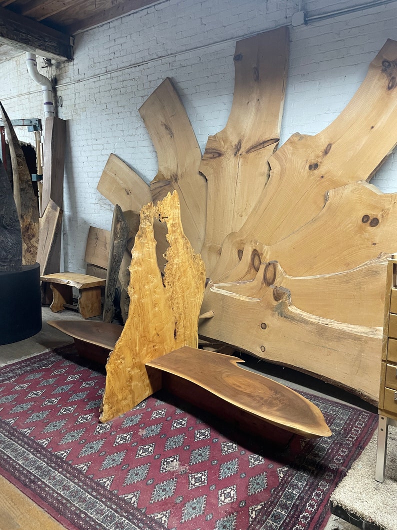 Confessional- Live Edge Bench-figured Maple Burl, Black Walnut Crotch ...