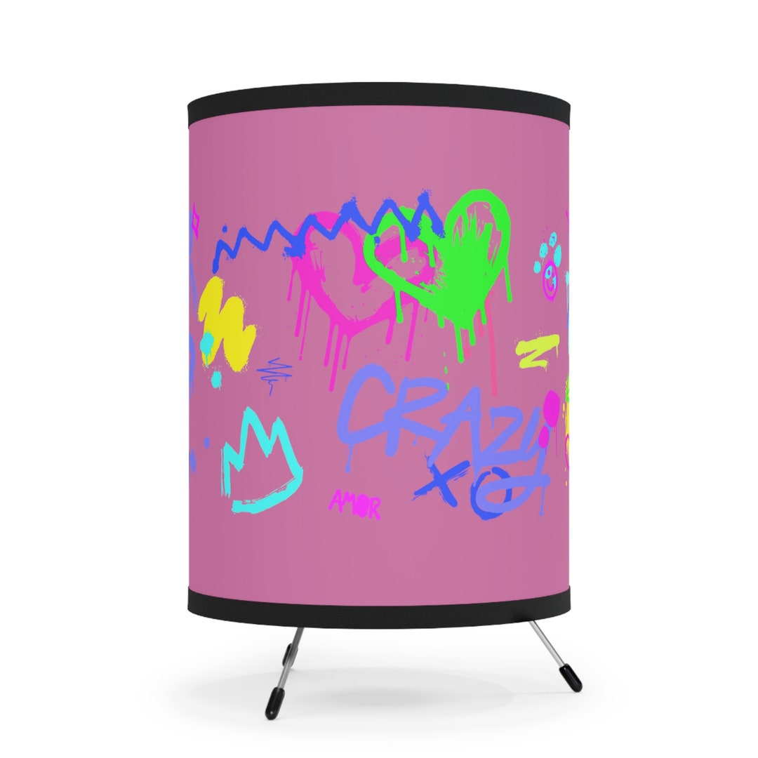 Pink Tripod Lamp With Neon Graffiti Print US CA Plug - Etsy