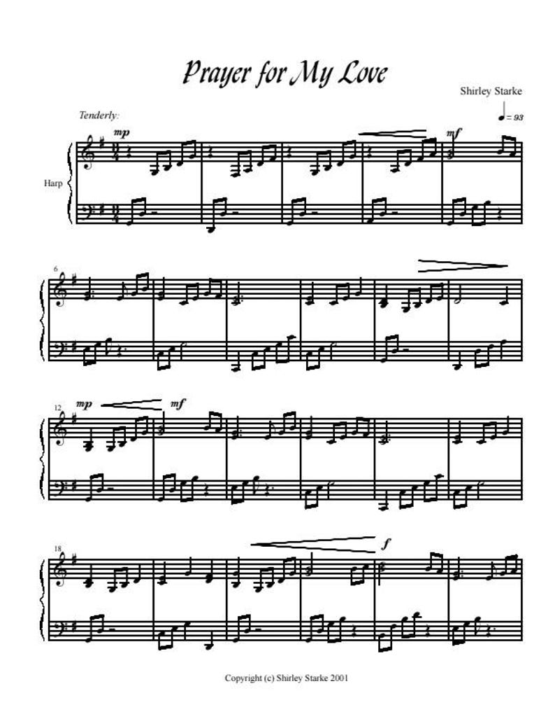 PDF Prayer for My Love, Harp Solo, Wedding Music - Etsy