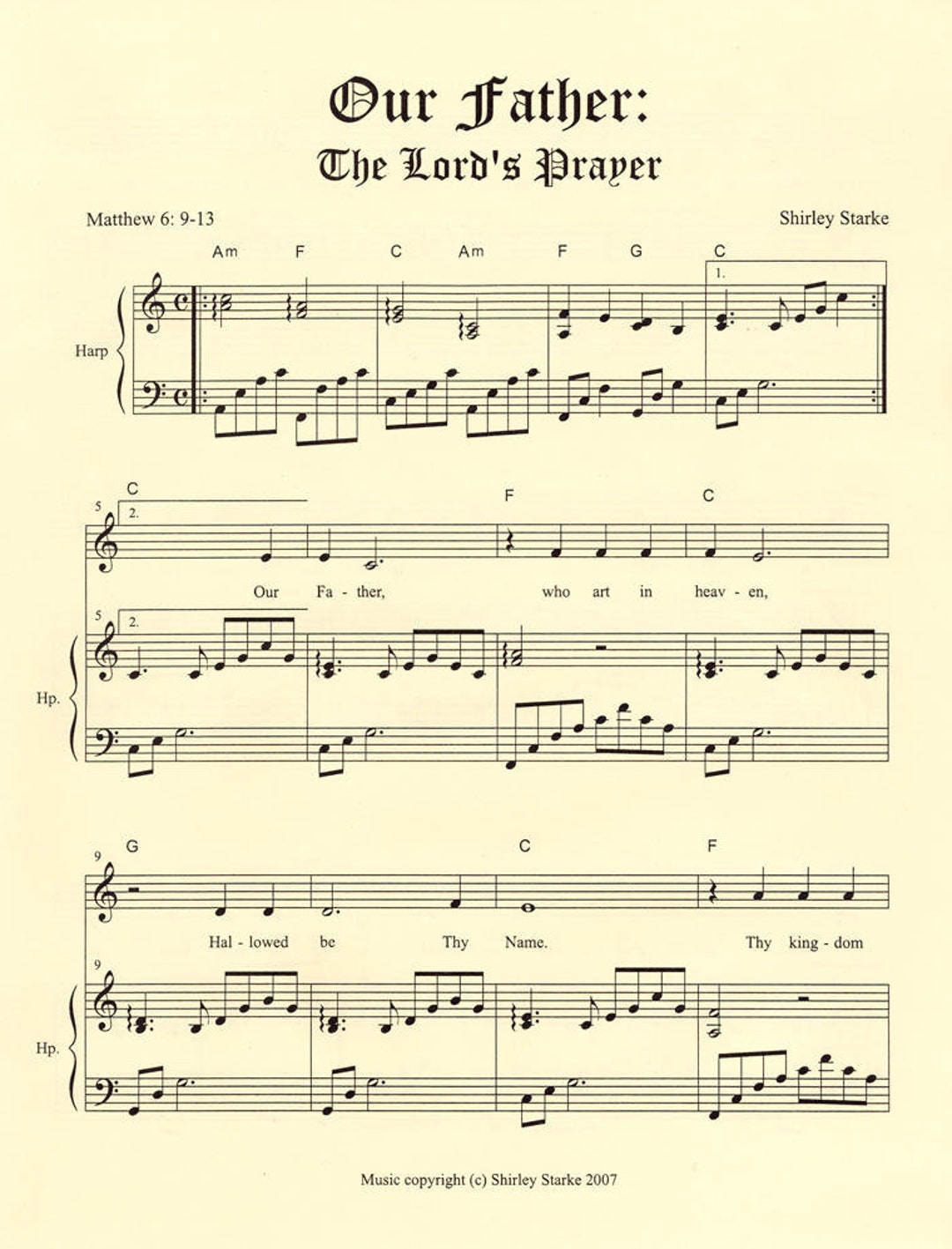 Our Father: the Lord's Prayer, New Setting for Harp and Voice by ...
