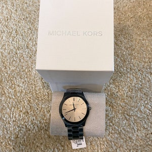 Michael Kors Oversized Slim Runway Black-tone Watch MK8507 - Etsy