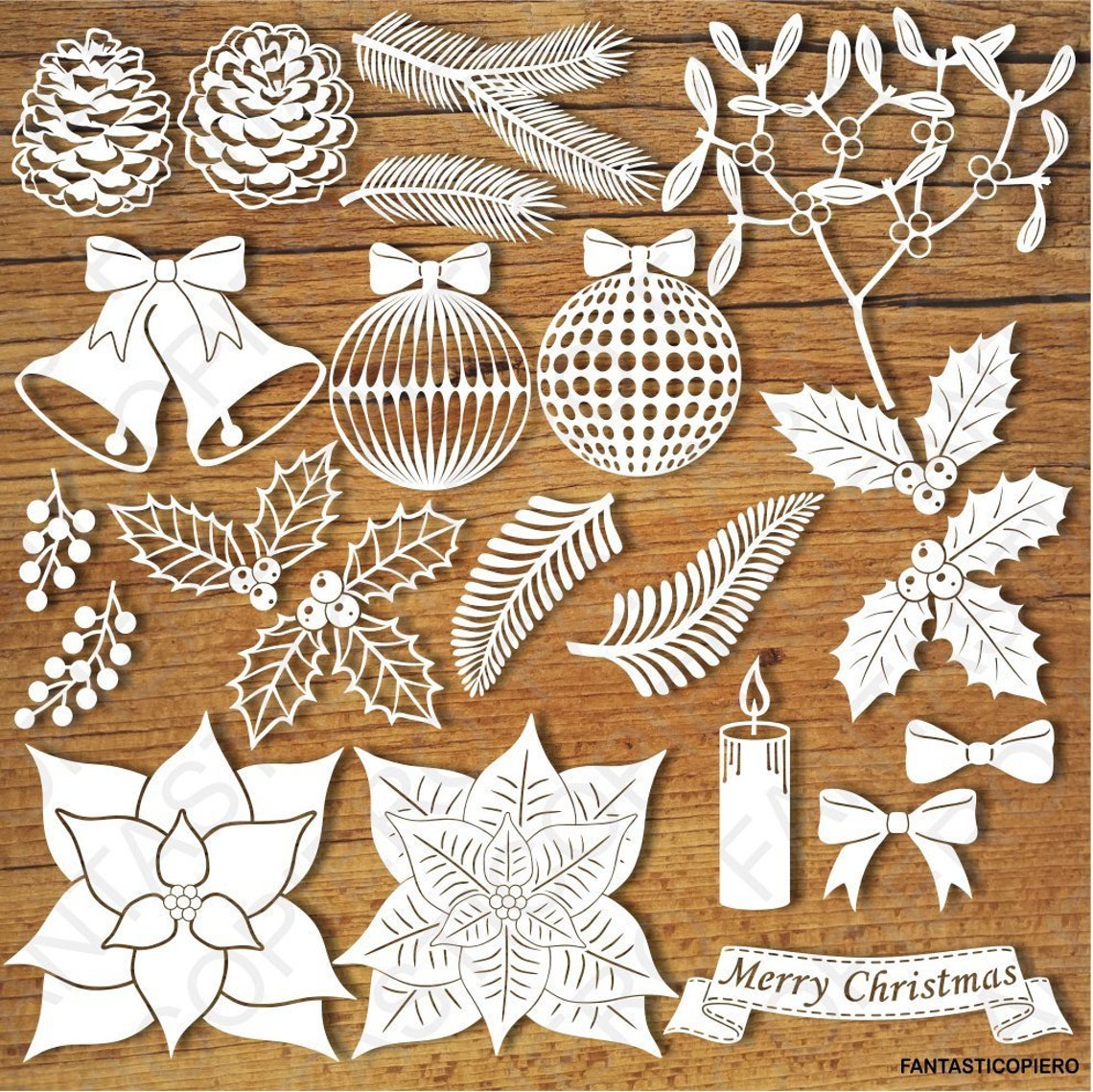 Christmas Decorative Elements SVG Files for Silhouette Cameo and Cricut ...