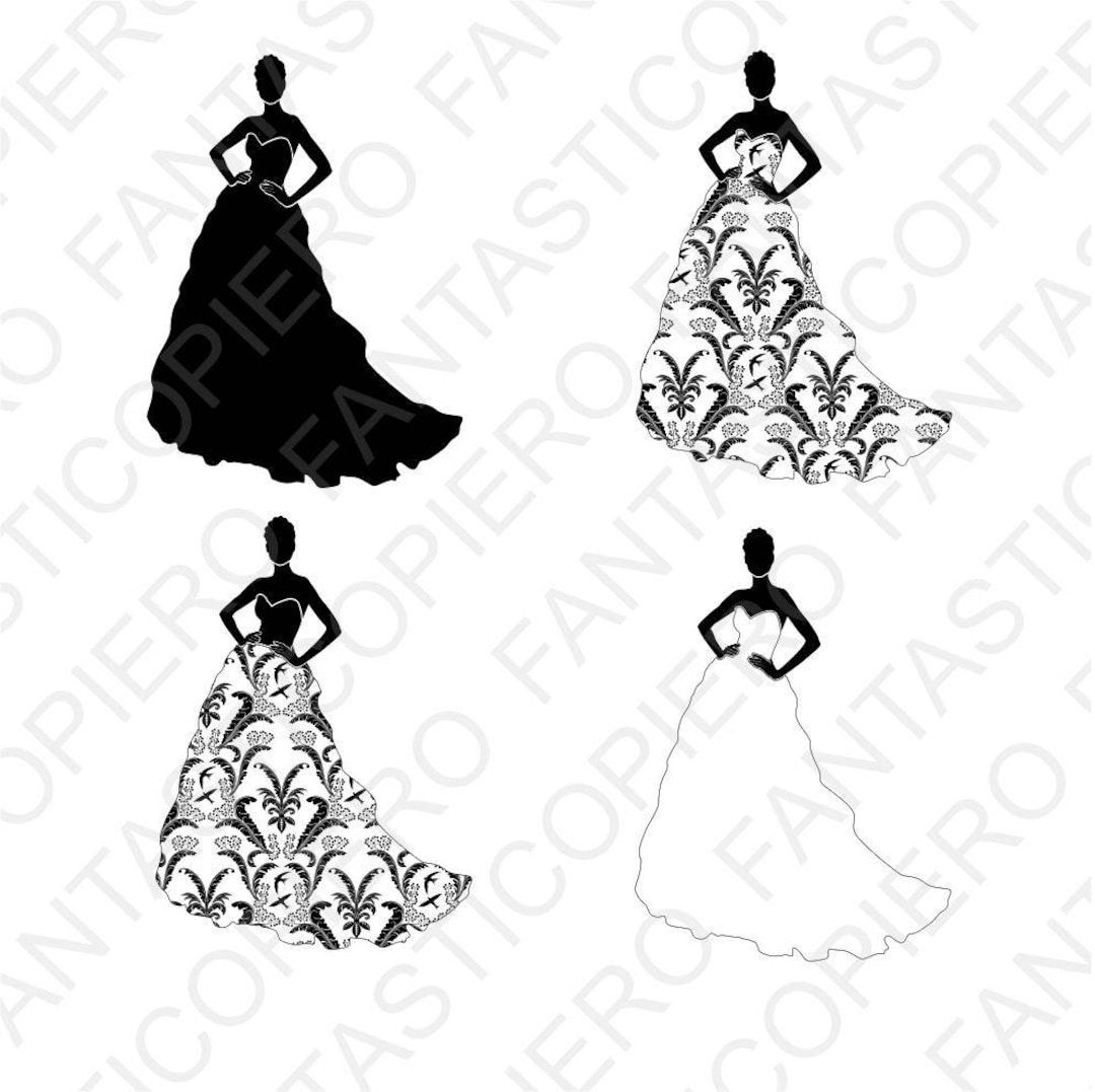 Woman in Dress SVG and PNG Transparent Files. Model Clipart JPG ...