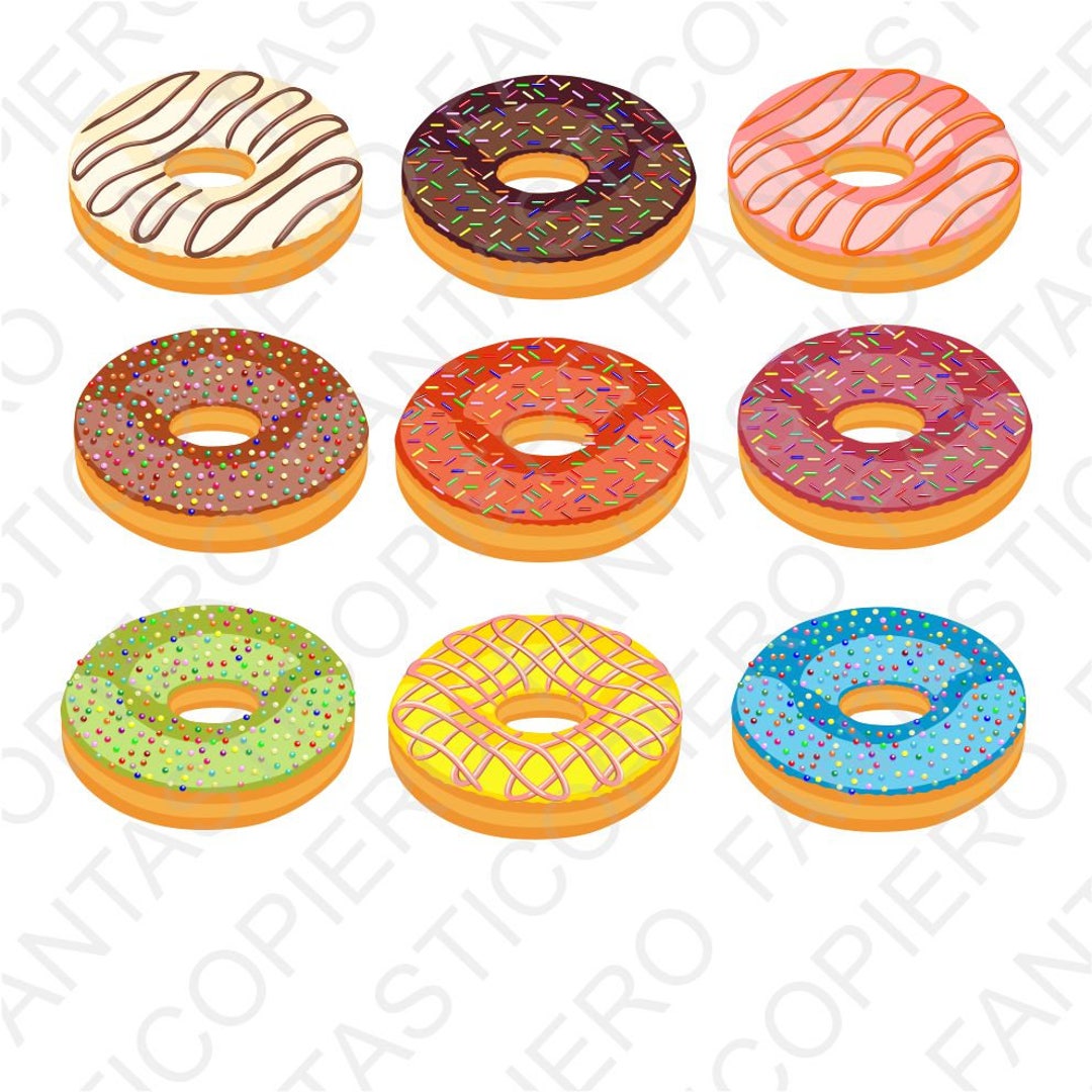 Donuts Clip Art Doughnuts Clipart JPG Files and PNG Files - Etsy