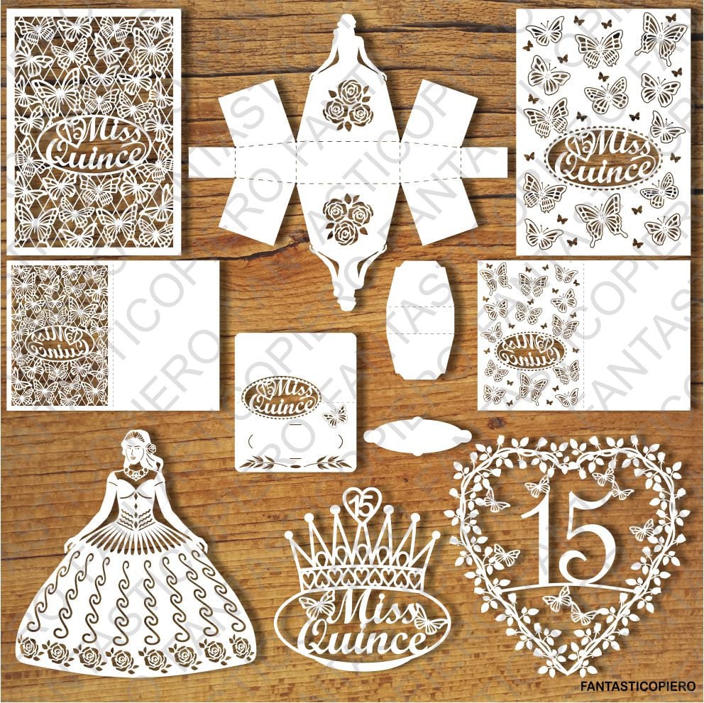 Quinceanera Set SVG Files for Silhouette Cameo and Cricut. Clipart PNG ...