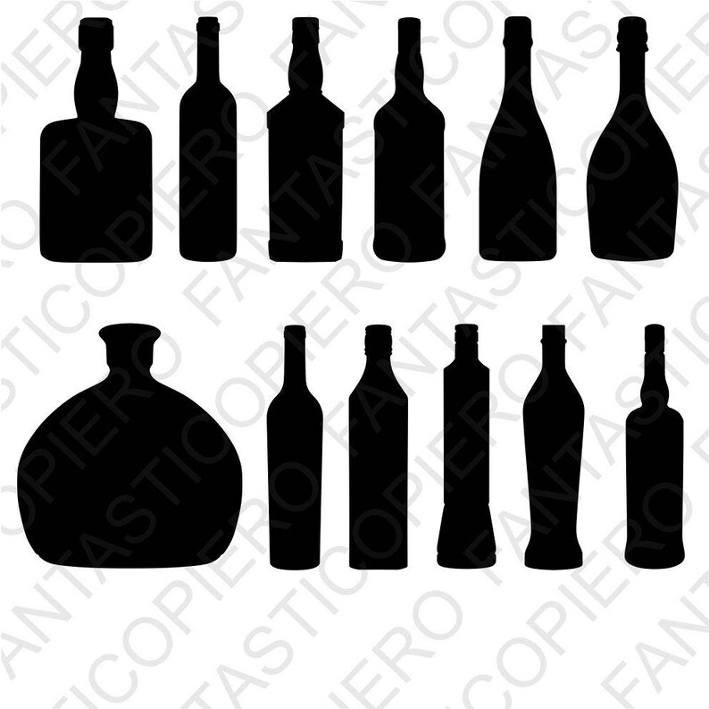 Bottles SVG Files for Silhouette Cameo and Cricut. Bottles Clipart PNG ...