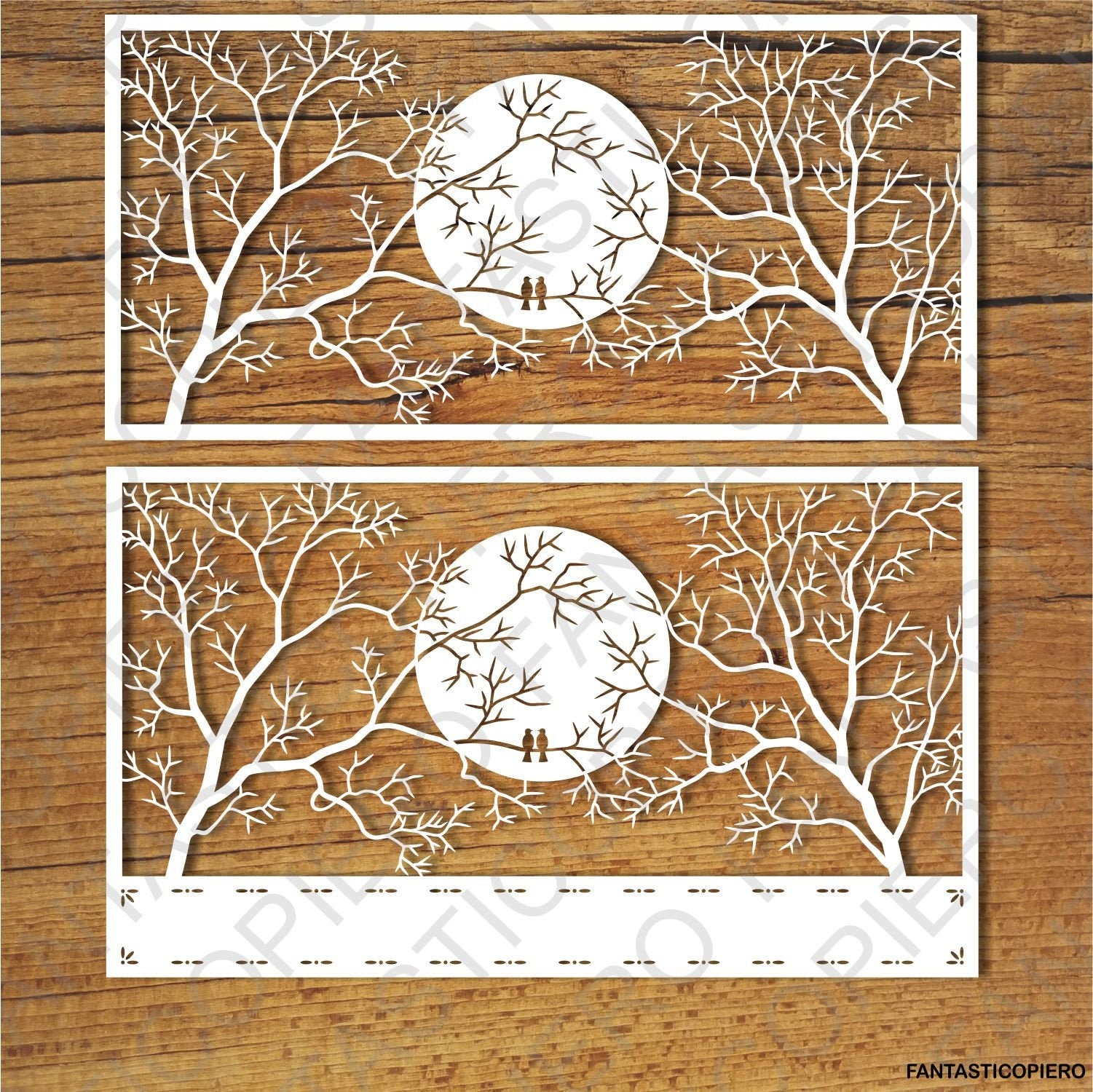 Moon and Trees SVG Files for Silhouette Cameo and Cricut. Clipart PNG ...