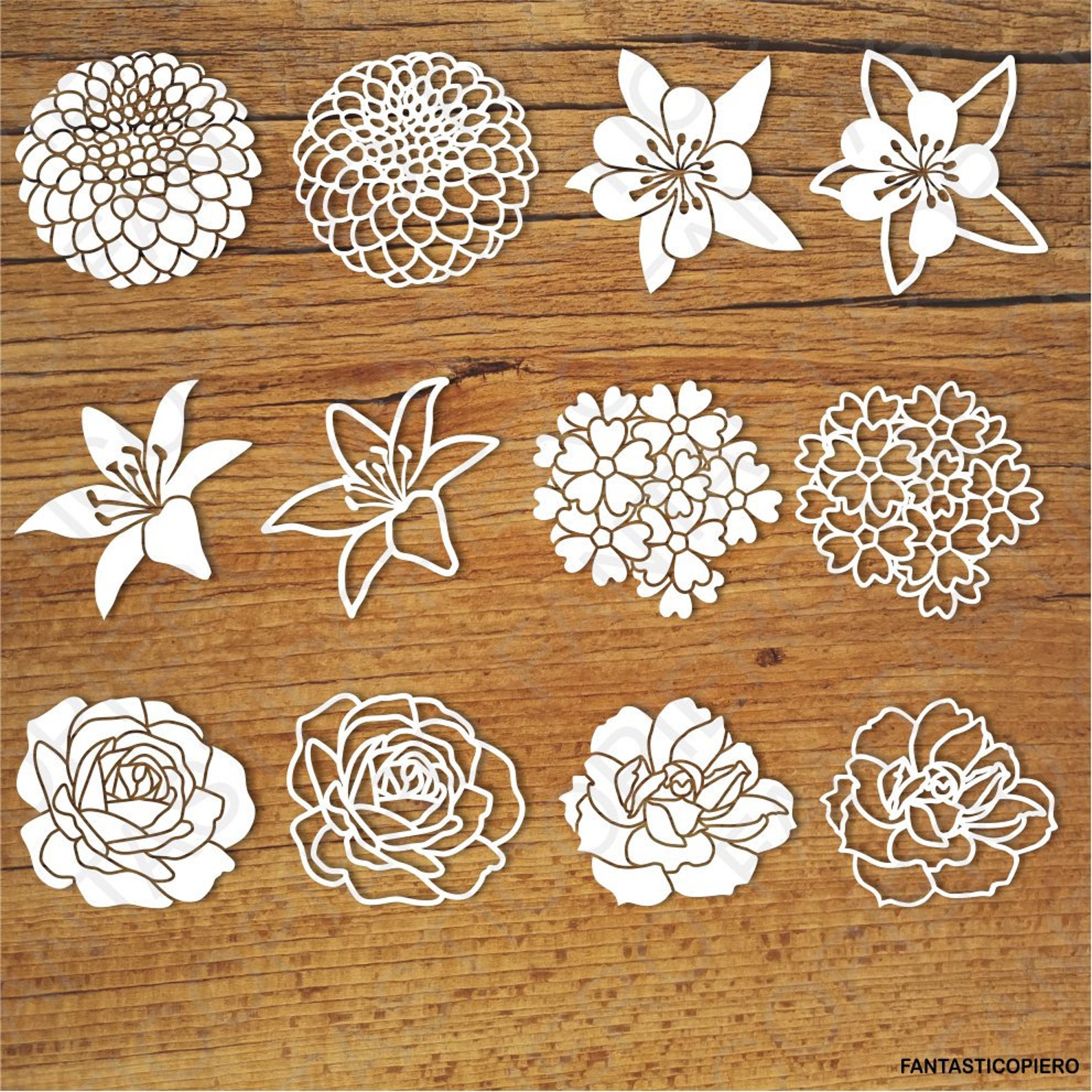 Flowers (set 3) SVG Files for Silhouette Cameo and Cricut. Flowers ...