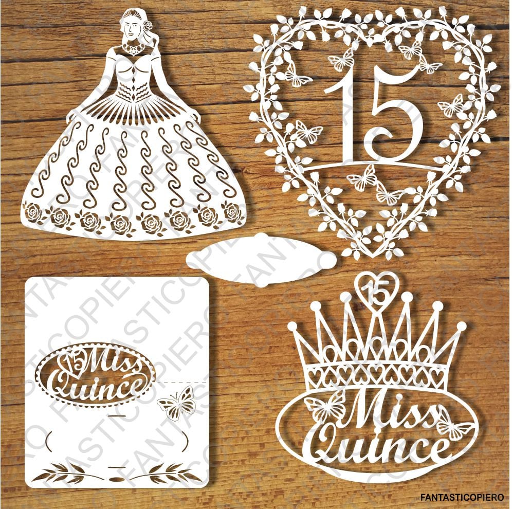 Quinceanera Set SVG Files for Silhouette Cameo and Cricut. Clipart PNG ...