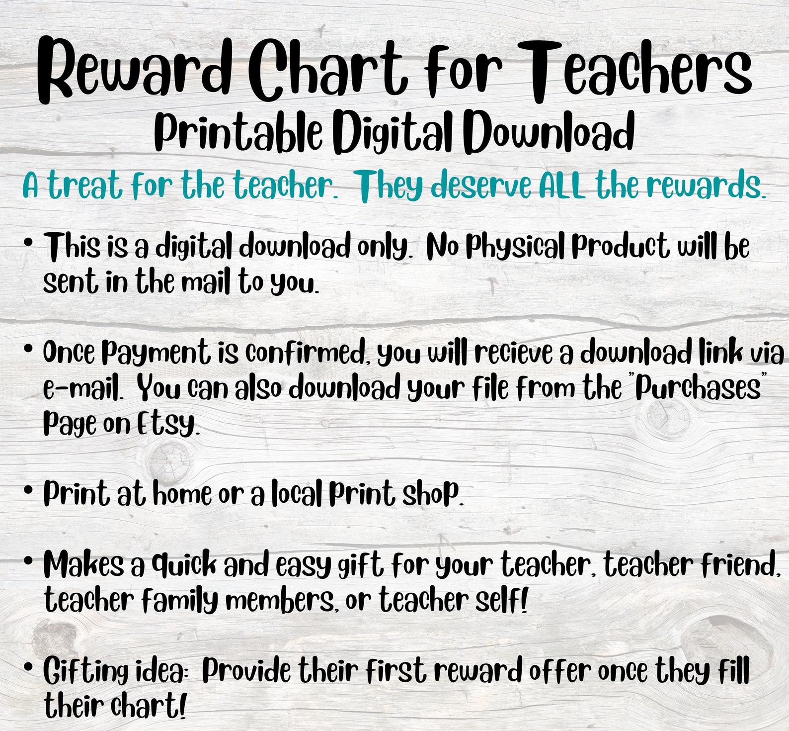Teacher Reward Chart Digital Download Printable Sticker Chart - Etsy