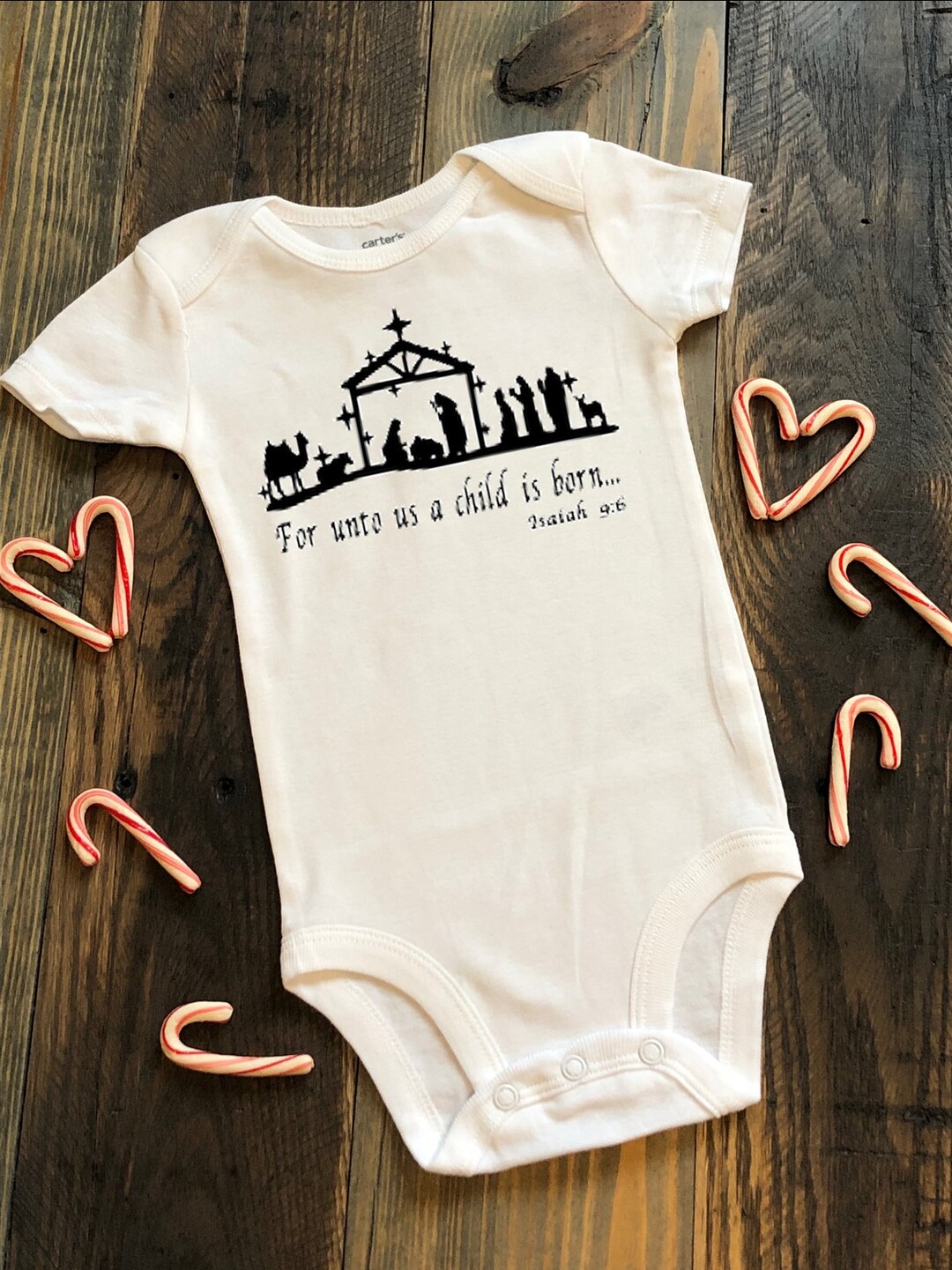 Nativity Christmas Baby Bodysuit or Toddler Shirt, for Unto Us a Child ...