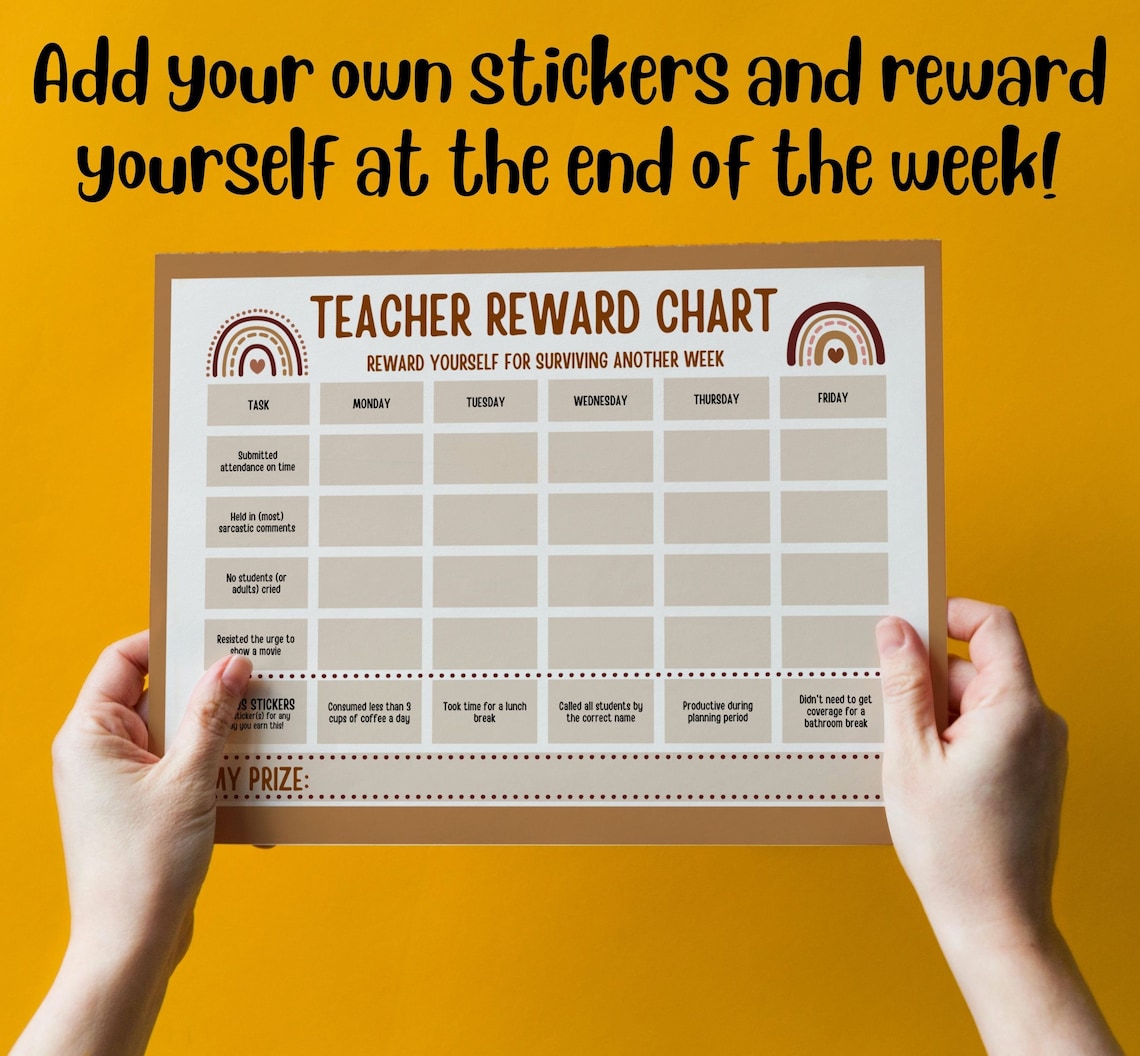Teacher Reward Chart Digital Download Printable Sticker Chart - Etsy
