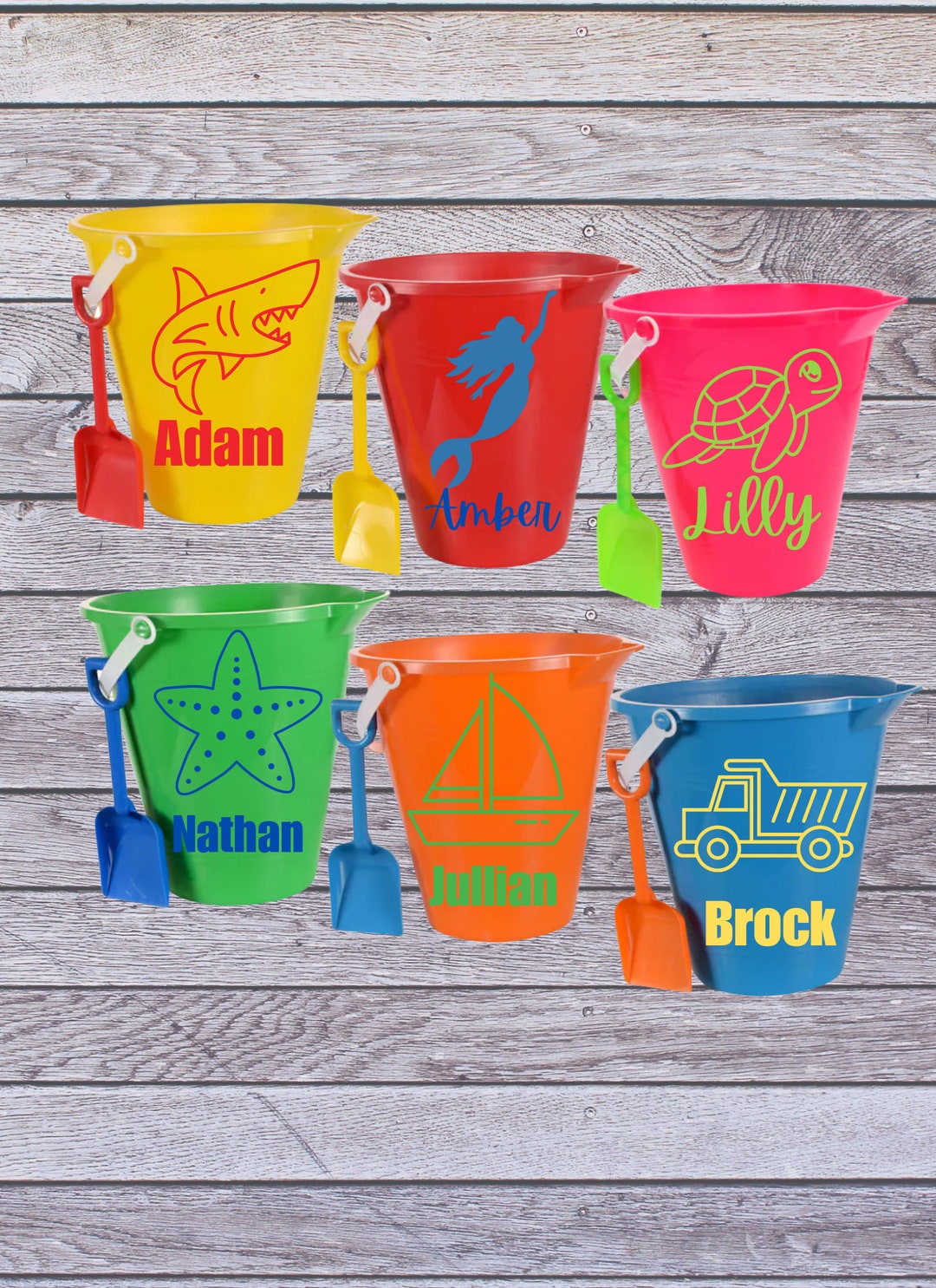 Kids Beach Buckets- Beach Pails- Personalized Beach Gifts- Personalized ...