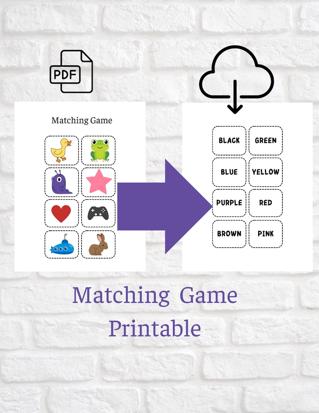 Kids Printable Matching Game- Digital Kids Matching Learning Game ...