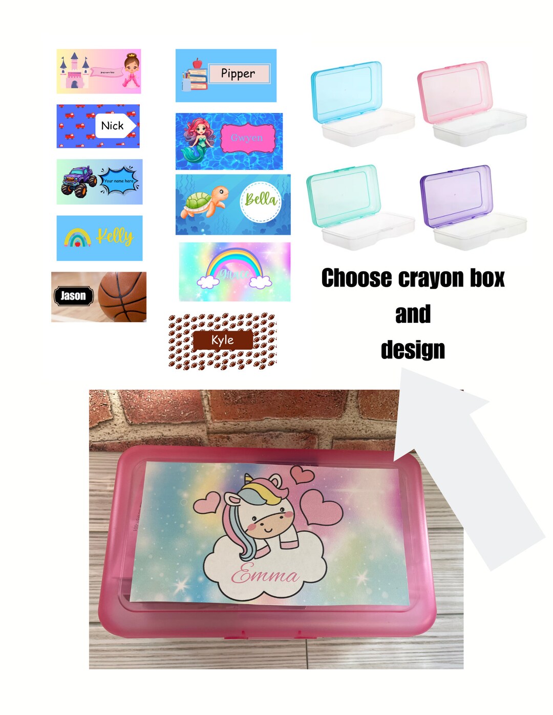 Personalized Crayon Box- Personalized Pencil Box- Personalized Back to ...