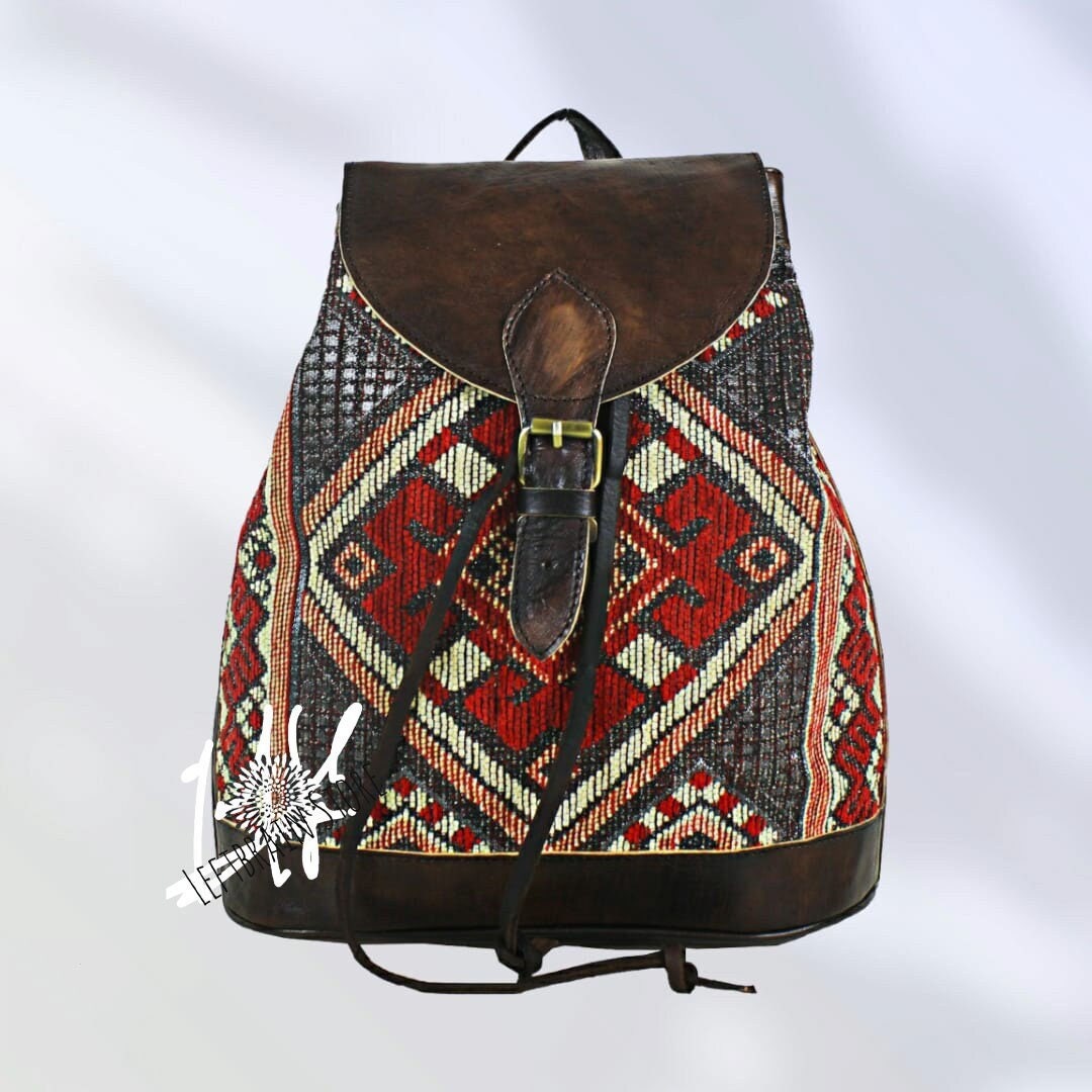 MOROCCAN LEATHER BACKPACK Handmade Moroccan Leather Backpack With ...