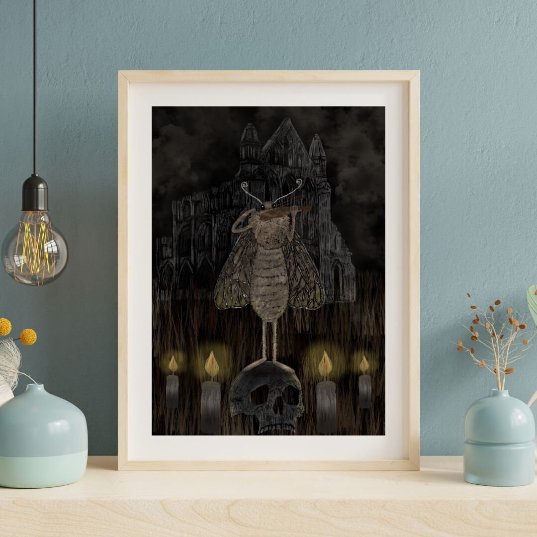 Goth Moth Whitby Abbey Gothic Skull Candlelit Serenade A4 Art Print - Etsy