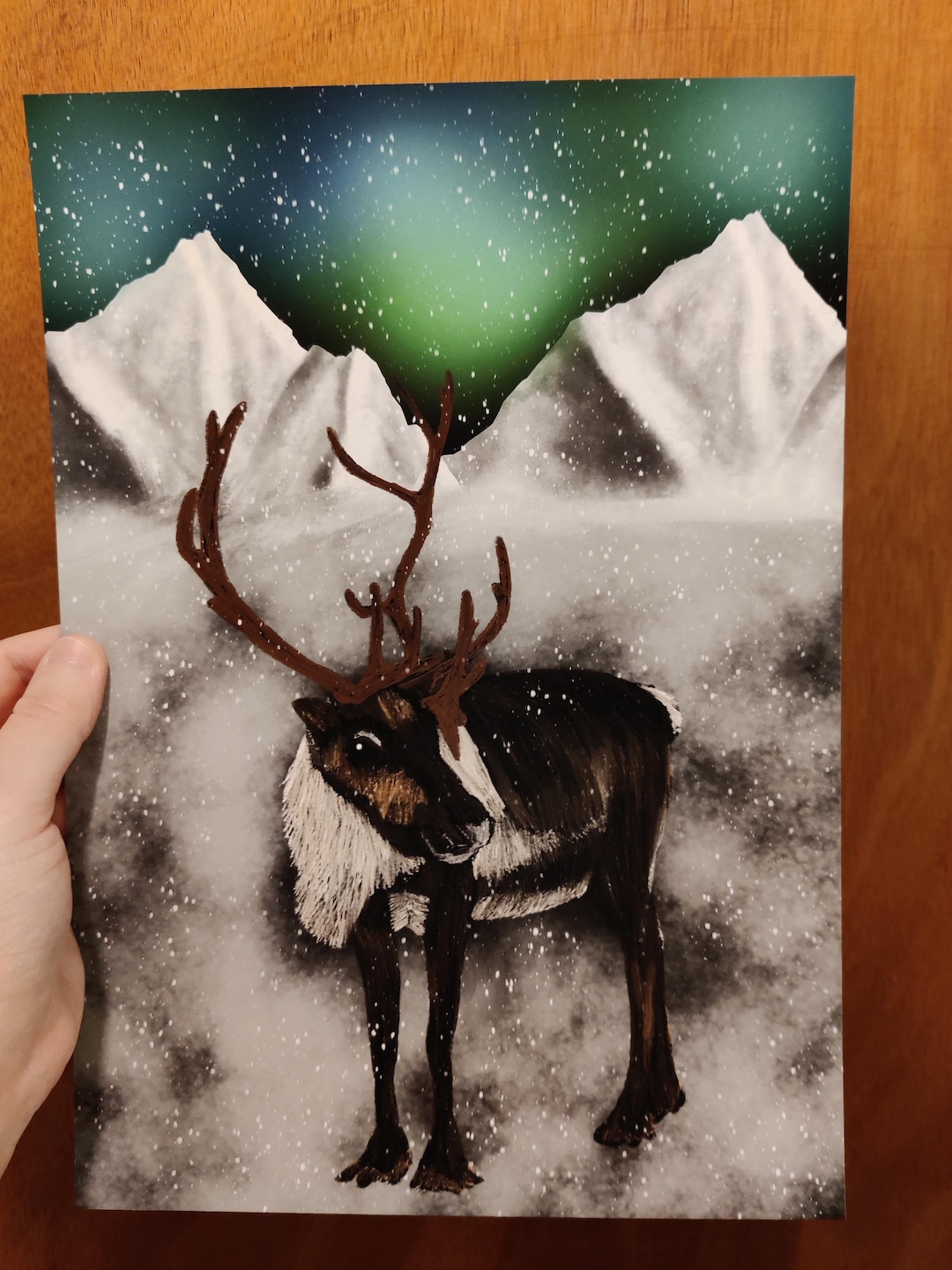 Northern Lights Reindeer A4 Art Print - Etsy