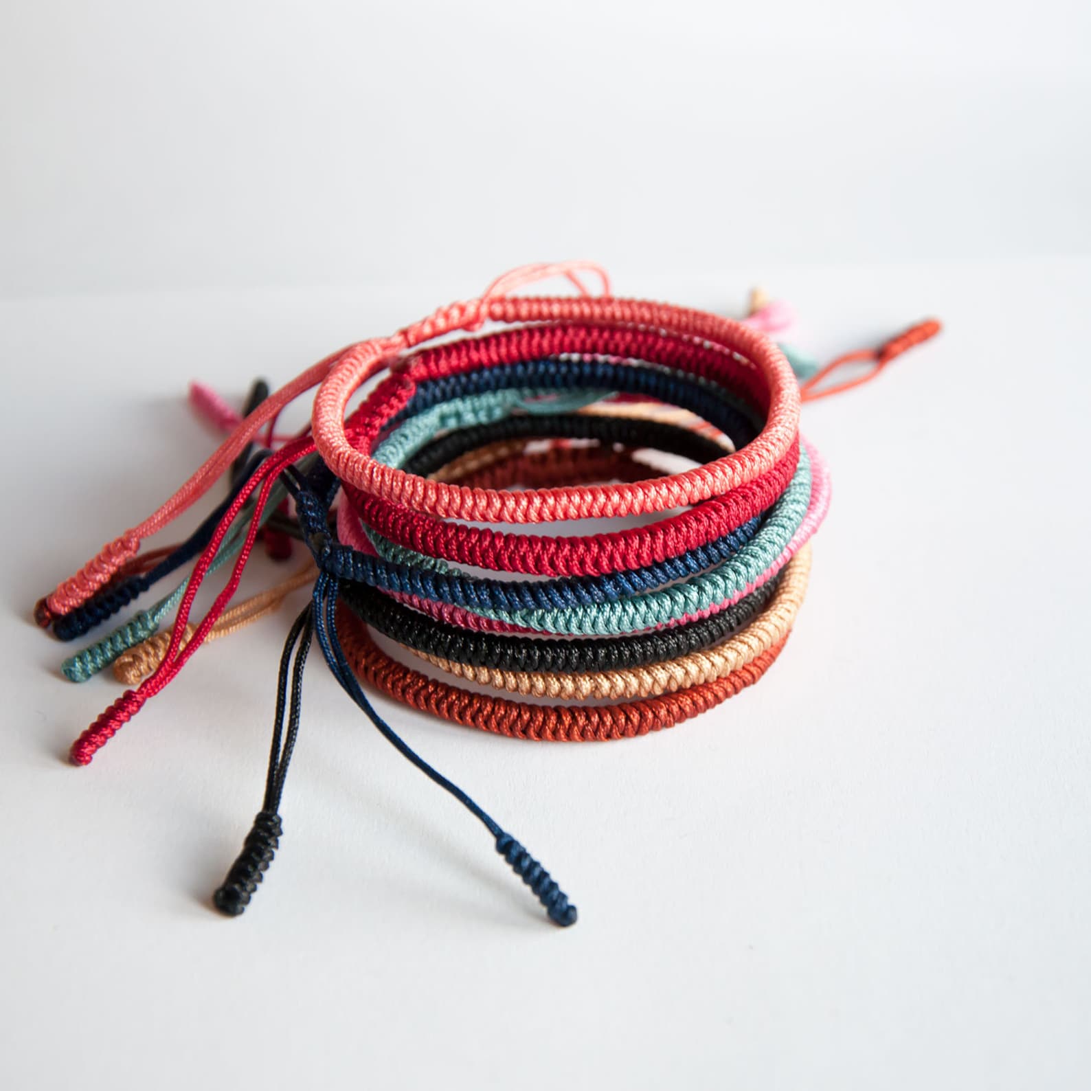 Black Buddhist Protection, String Bracelet - Handmade Adjustable ...