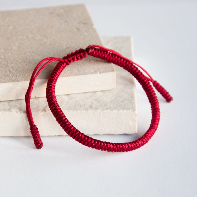 Red Cord Buddhist Protection String Bracelet. Handmade - Etsy